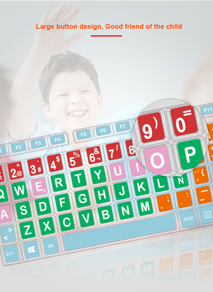 Meetion Colored Big Keys Keyboard & Kids Computer Keyboard K800