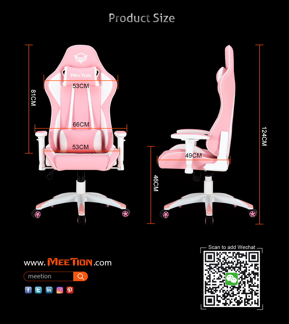 Wholesale Cute Pink Racing Gaming E-Sport Chair CHR16 | Meetion
